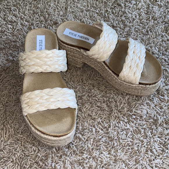 Steve Madden | Shoes | Steve Madden Raffia Platform Sandals | Poshmark